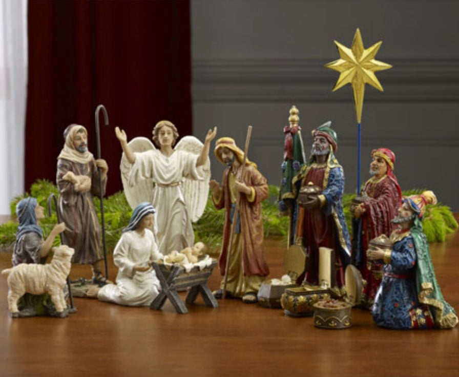 Large Indoor Nativity Set Marolin Plastik Krippenfiguren Set, 12