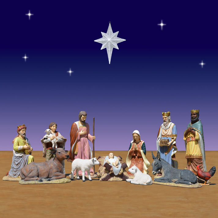 Life Size Nativity Set - 12 Piece Outdoor (Fiberglass 54 in. scale ...
