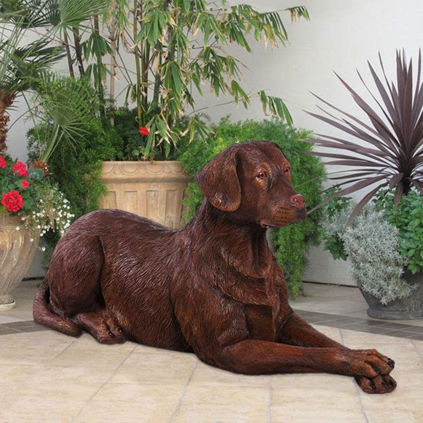 Resting Chocolate Lab Statue - 46in L - Made by Heinimex – Christmas ...