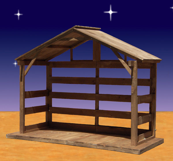 Wood Nativity Stable - Outdoor - 70in. High – Christmas Night Inc